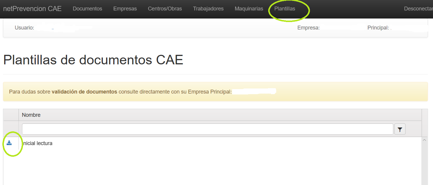 Plantillas CAE. – Nubenet
